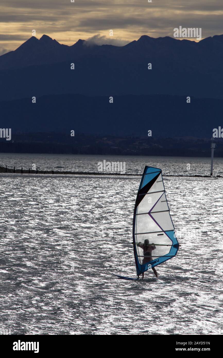 Sailboard wind surfer Stock Photo - Alamy