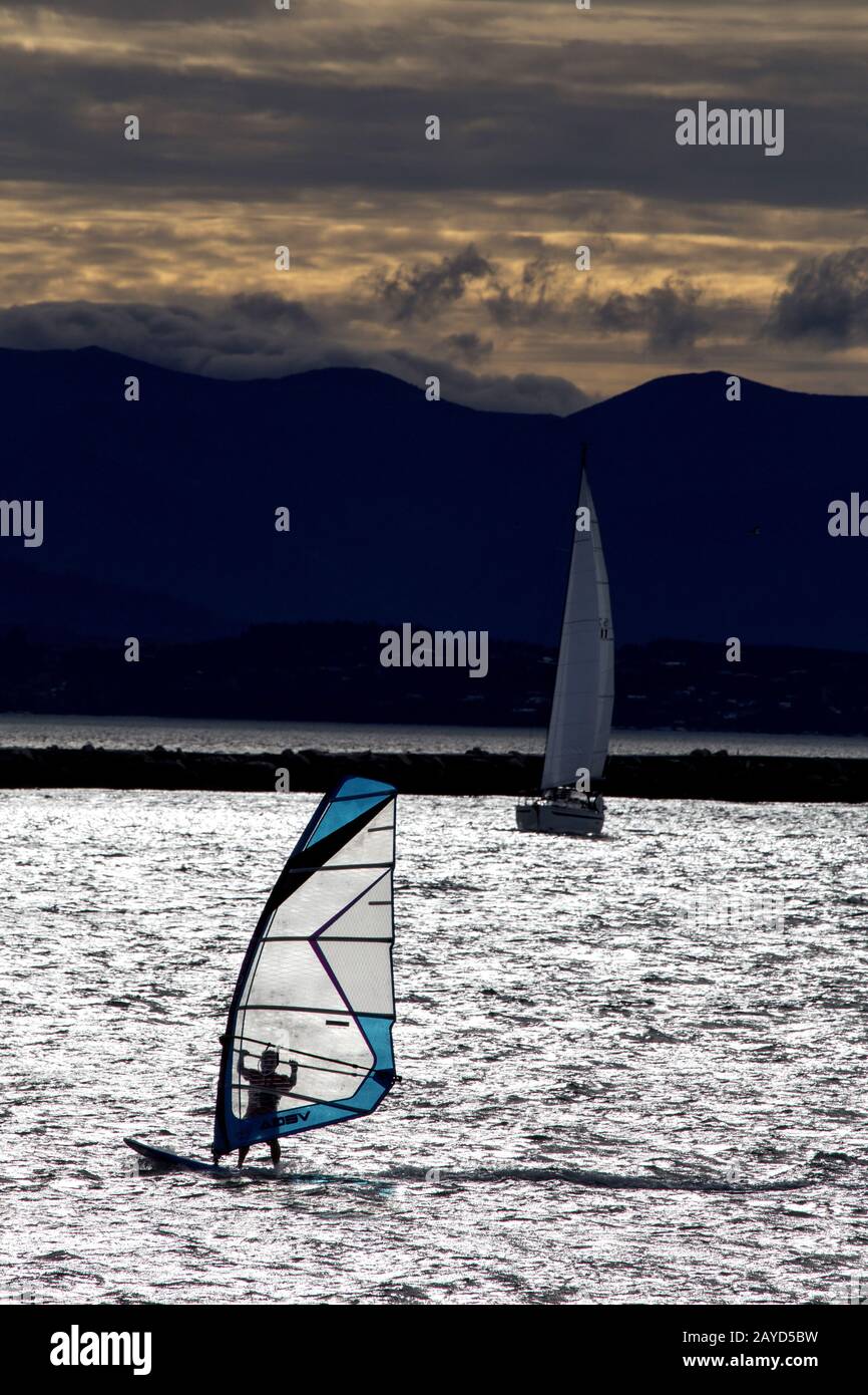 Sailboard wind surfer Stock Photo - Alamy