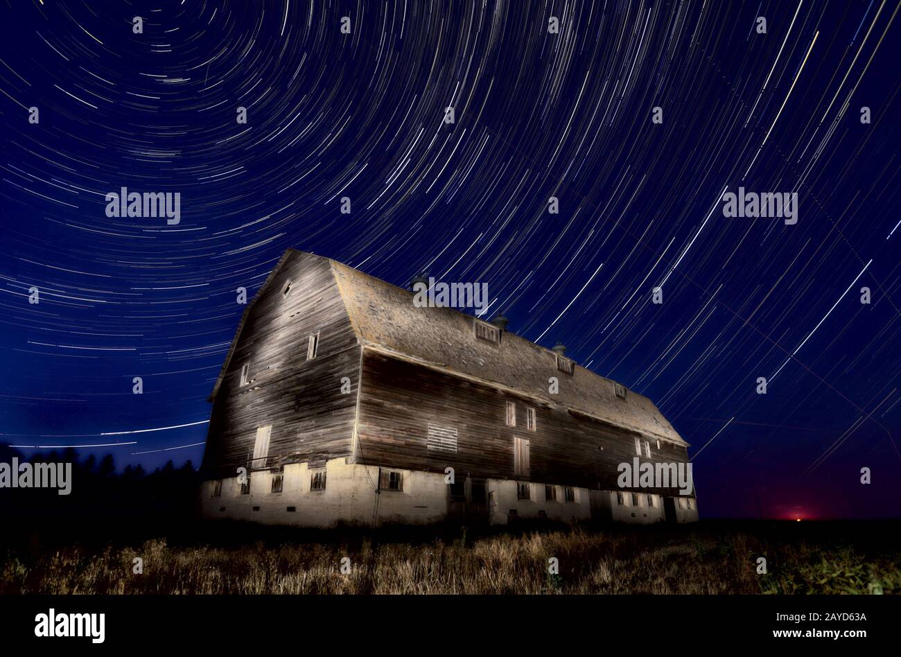 Night Barn Star Trails Stock Photo - Alamy