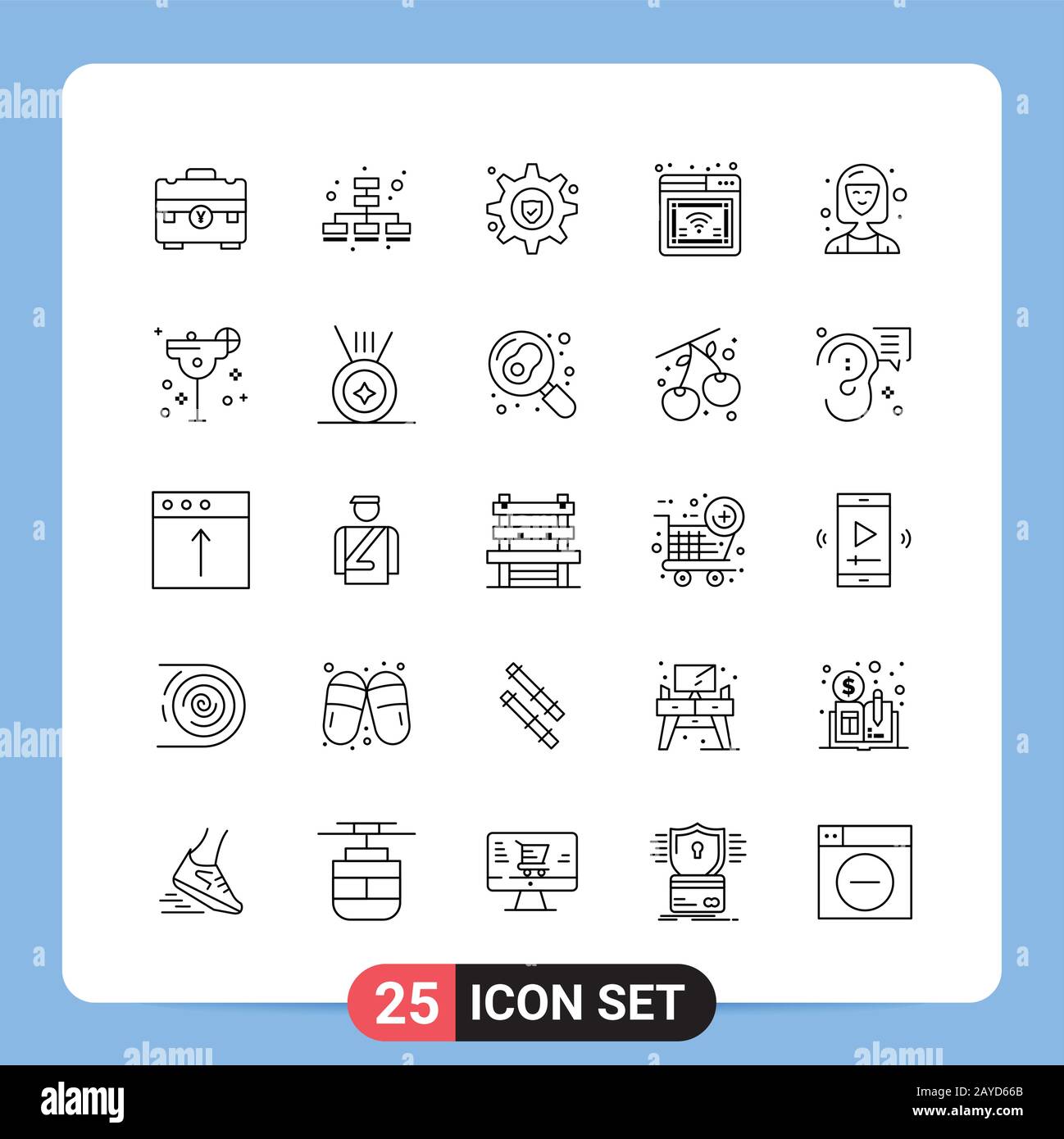 25 Line Black Icon Pack Outline Symbols for Mobile Apps isolated on ...