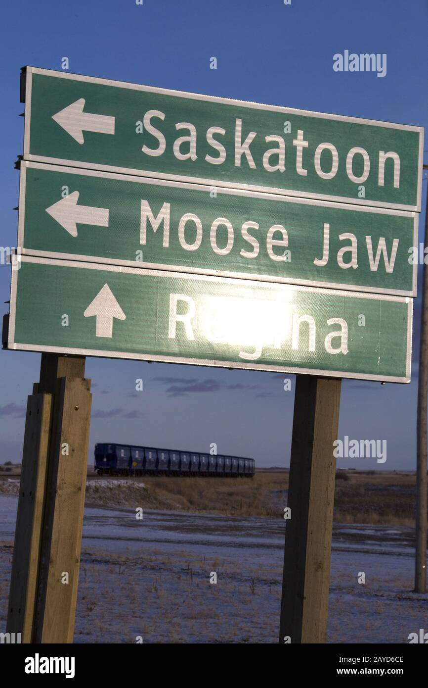 Road Sign Saskatchewan Stock Photo - Alamy