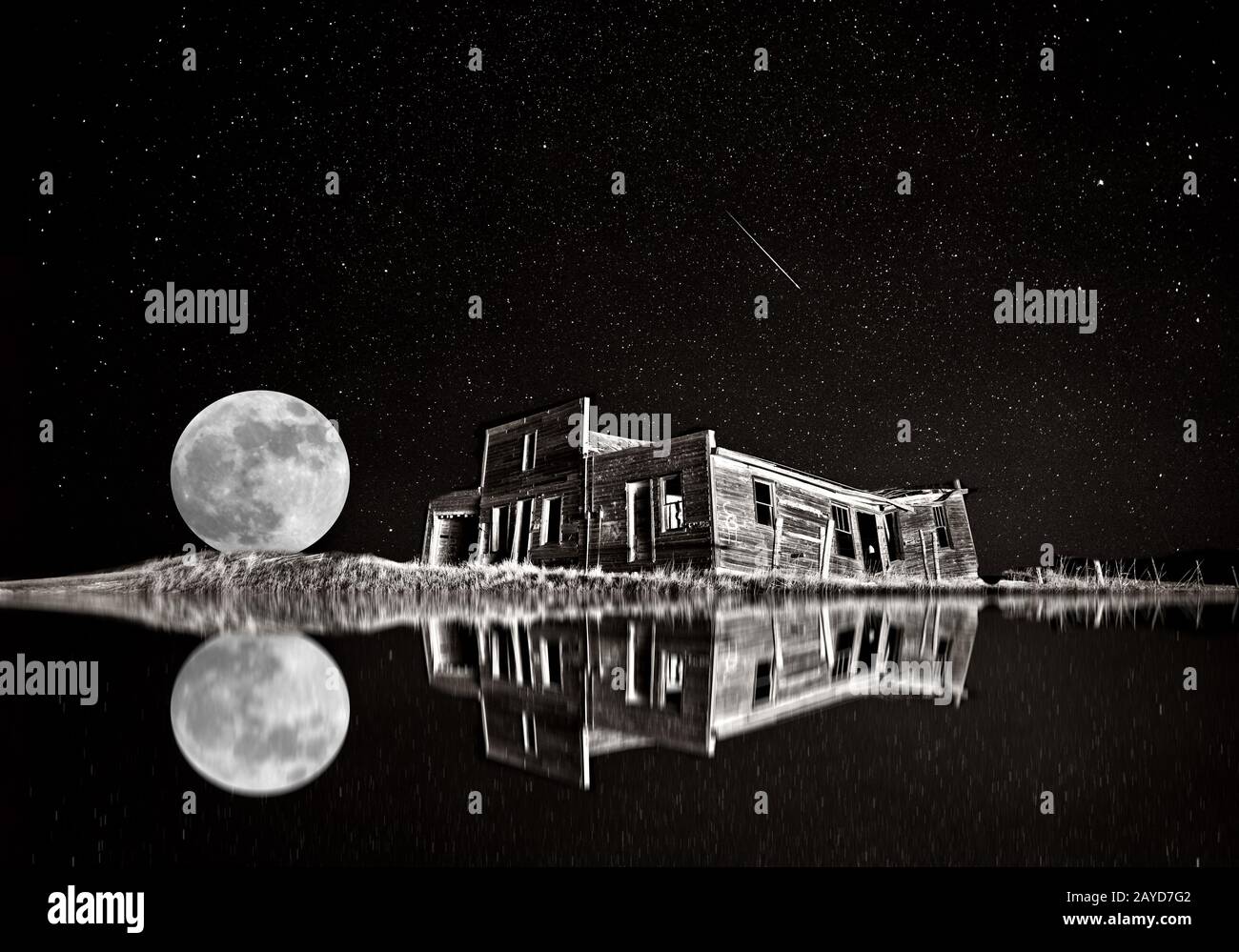 Ghost Town Night Stars Stock Photo - Alamy