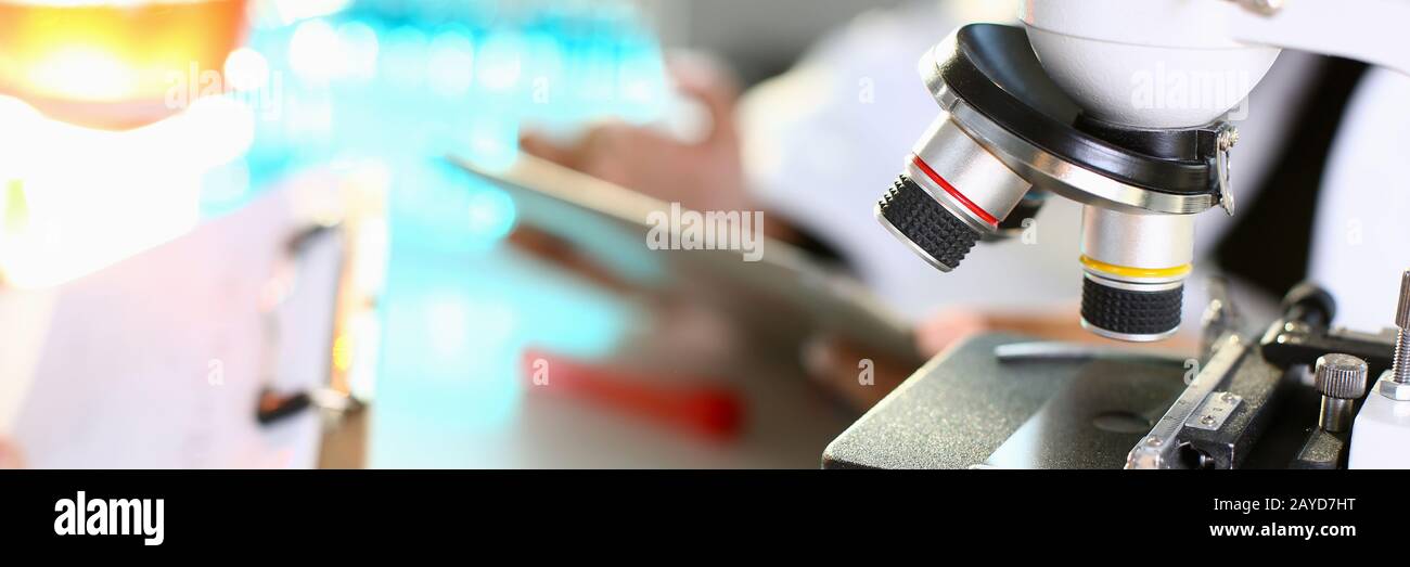 Head microscope on the background laboratory Stock Photo - Alamy