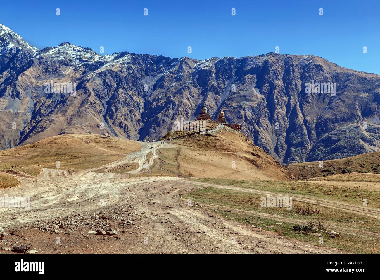 View of Gergeti Trinity Church, Georgia Stock Photo - Alamy