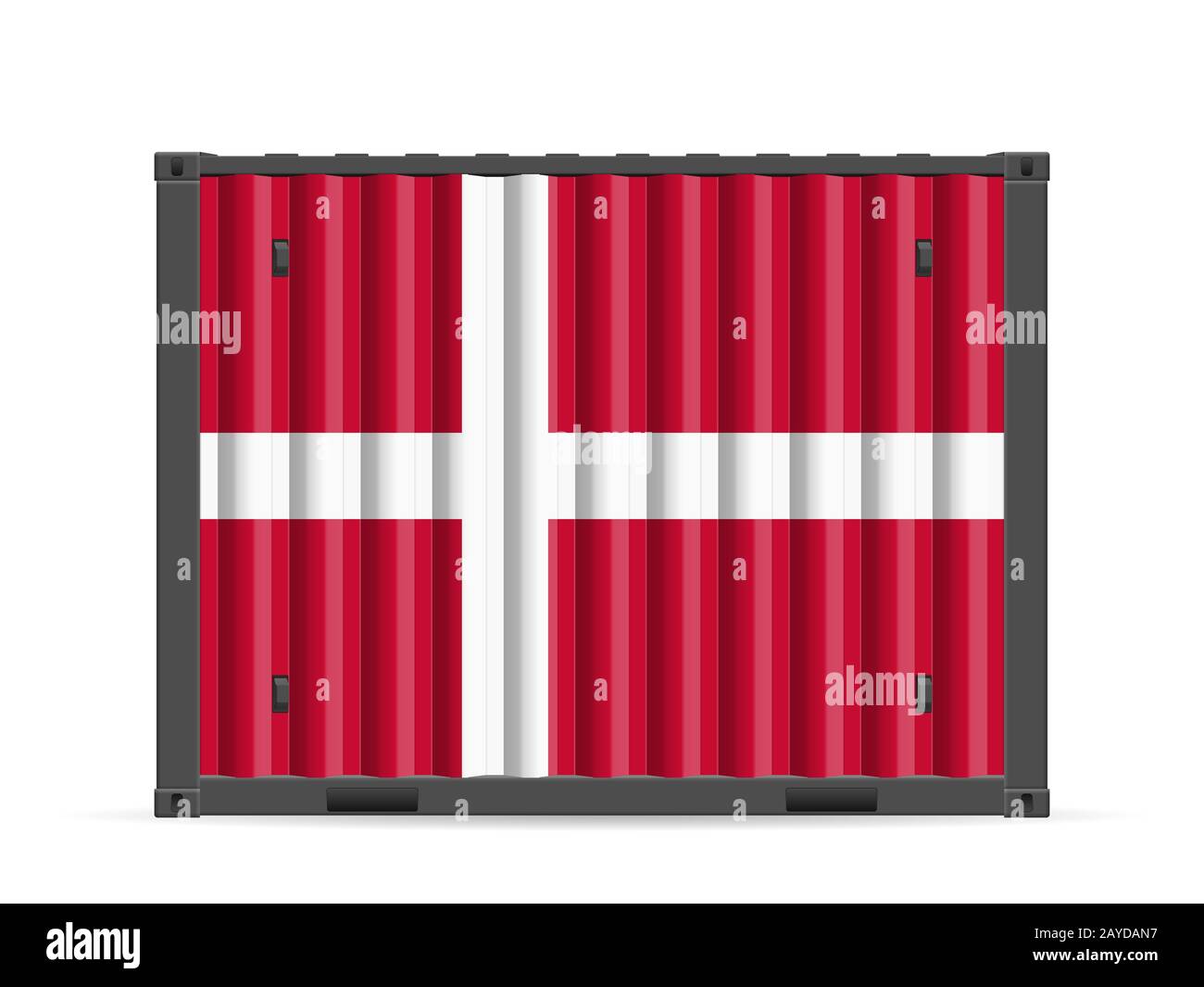 Cargo container Denmark flag on a white background. Vector illustration ...
