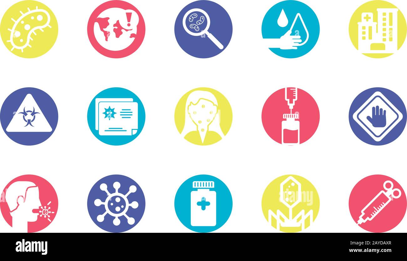 medical and sickness concept of icon set over white background, block ...