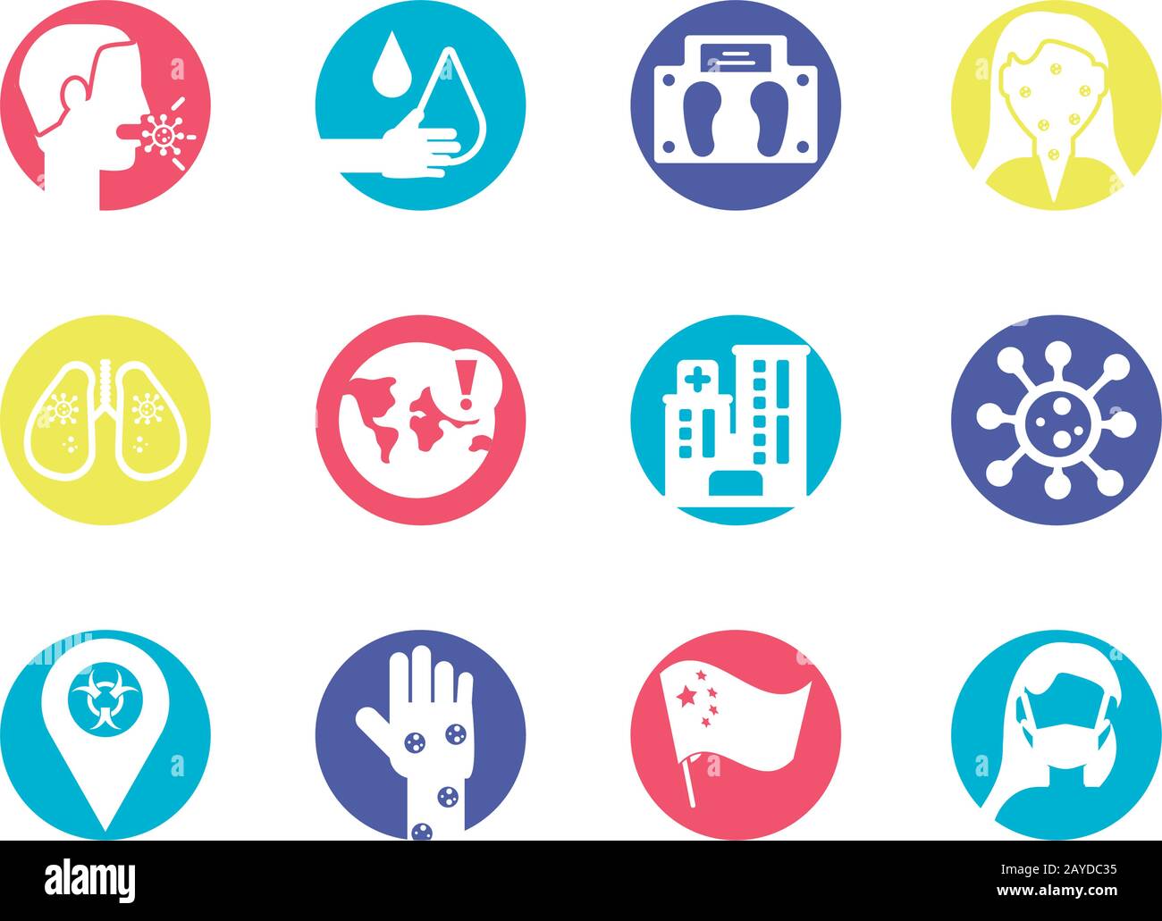 sickness and medicine concept icons set over white background, colorful ...