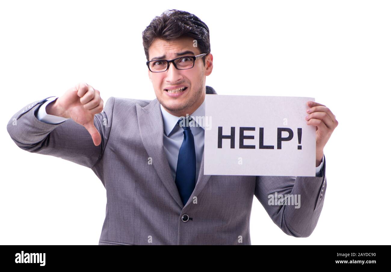 The businessman asking for help isolated on white background Stock ...