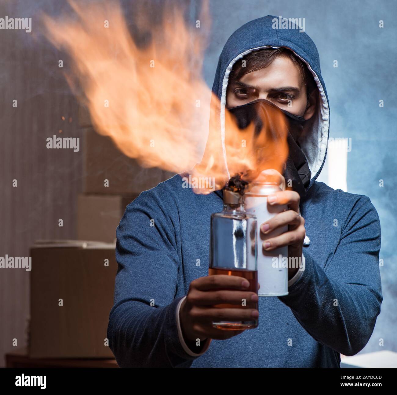 Throwing molotov cocktail hi-res stock photography and images - Alamy