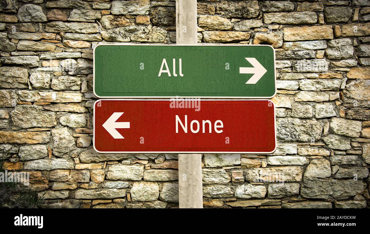Street Sign to All versus None Stock Photo - Alamy