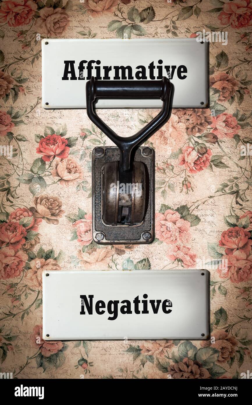 Street Sign to Affirmative versus Negative Stock Photo - Alamy