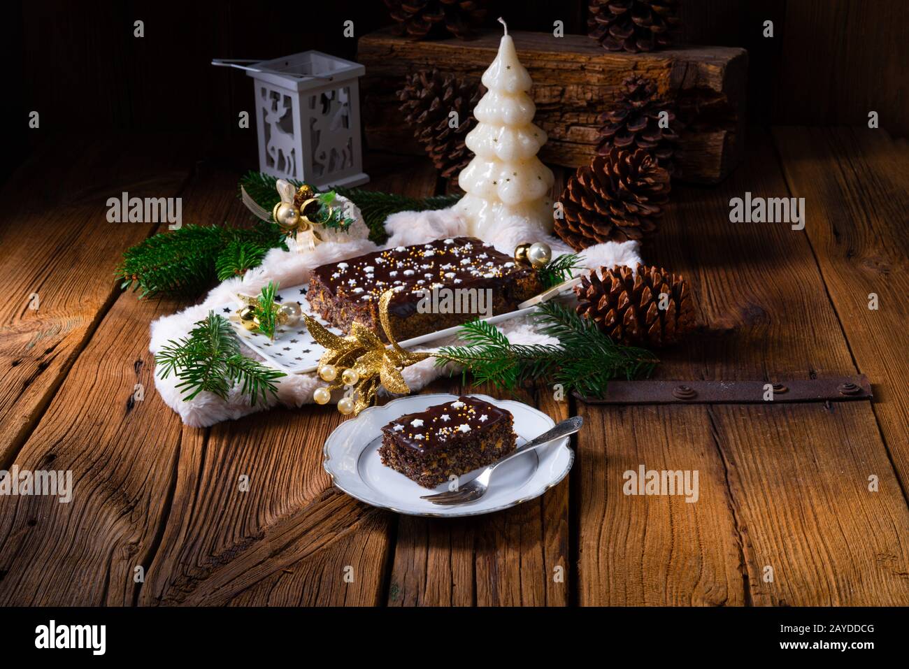 Christmas poppy cake with chocolate Stock Photo - Alamy