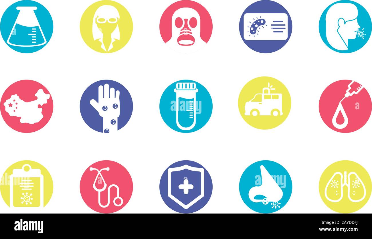 medicine and sickness icon set over white background, block style and ...