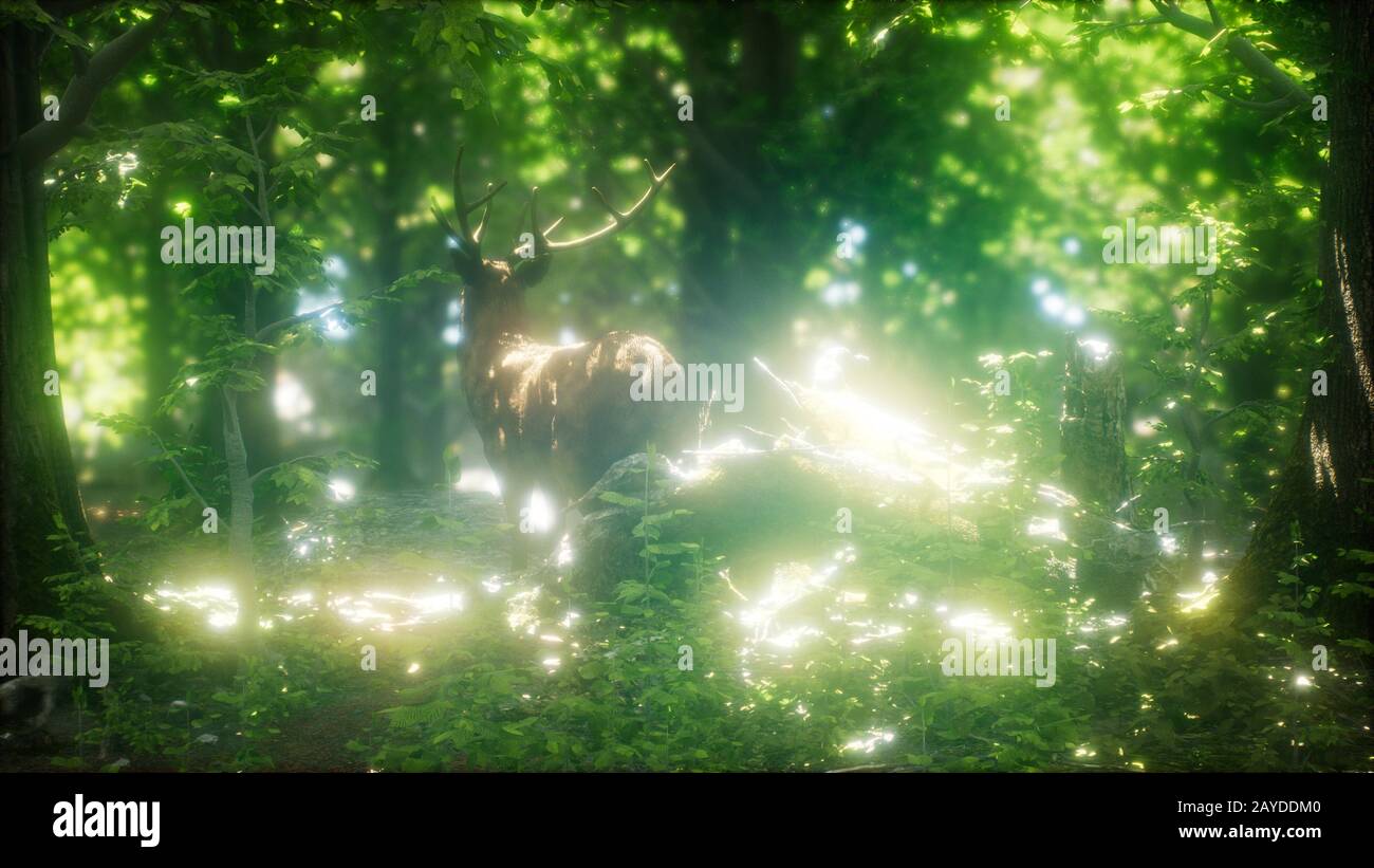 Great Red Deer in a Green Forest Stock Photo - Alamy