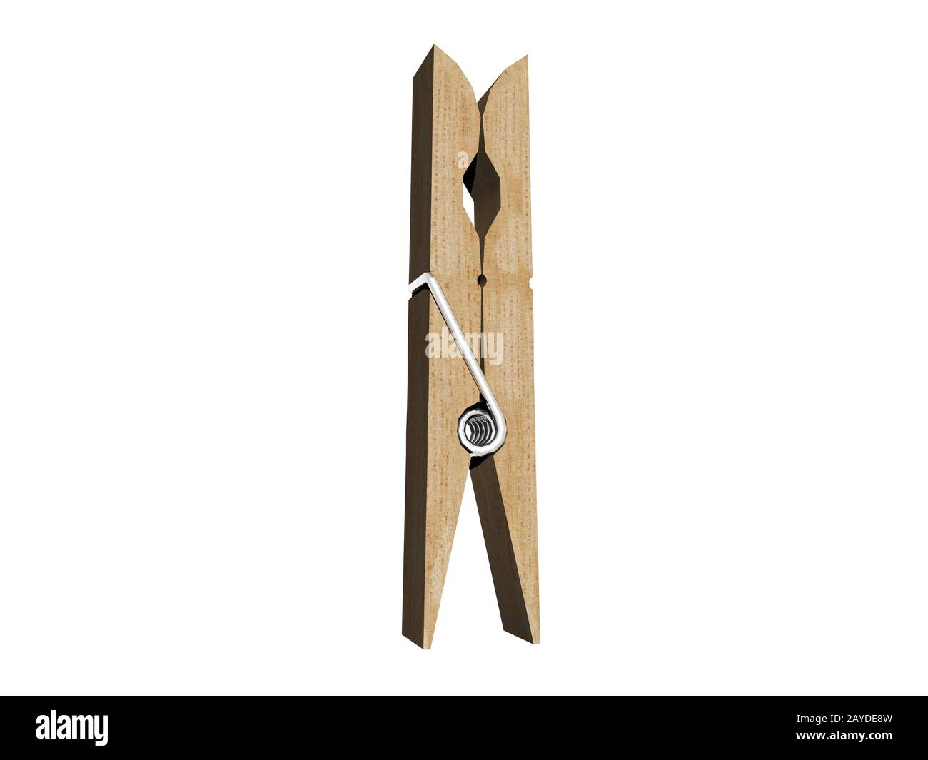 wooden clothespin with steel spring Stock Photo - Alamy