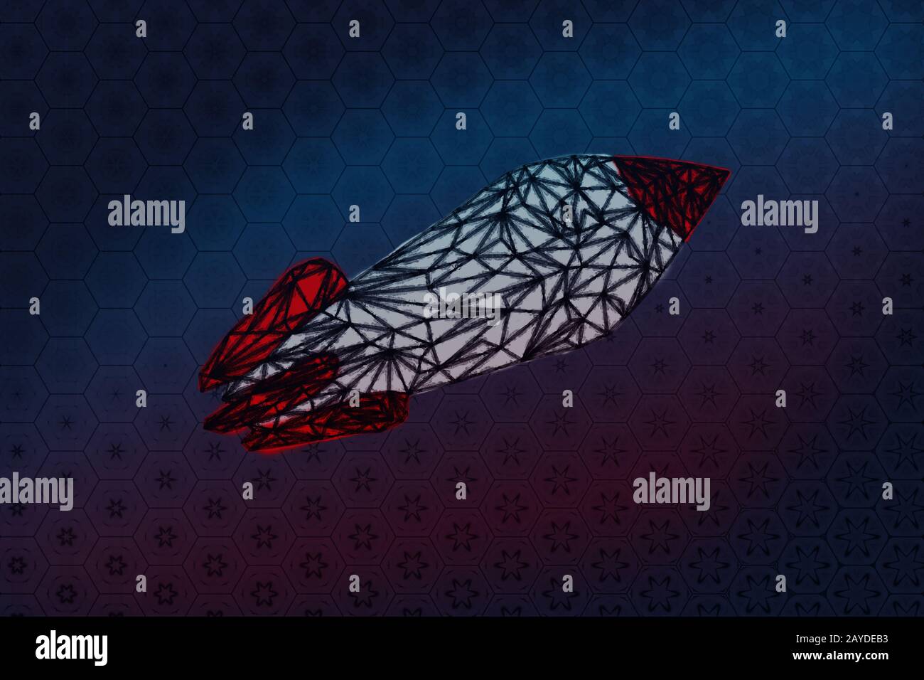 Spaceship low poly on a beautiful background Stock Photo - Alamy