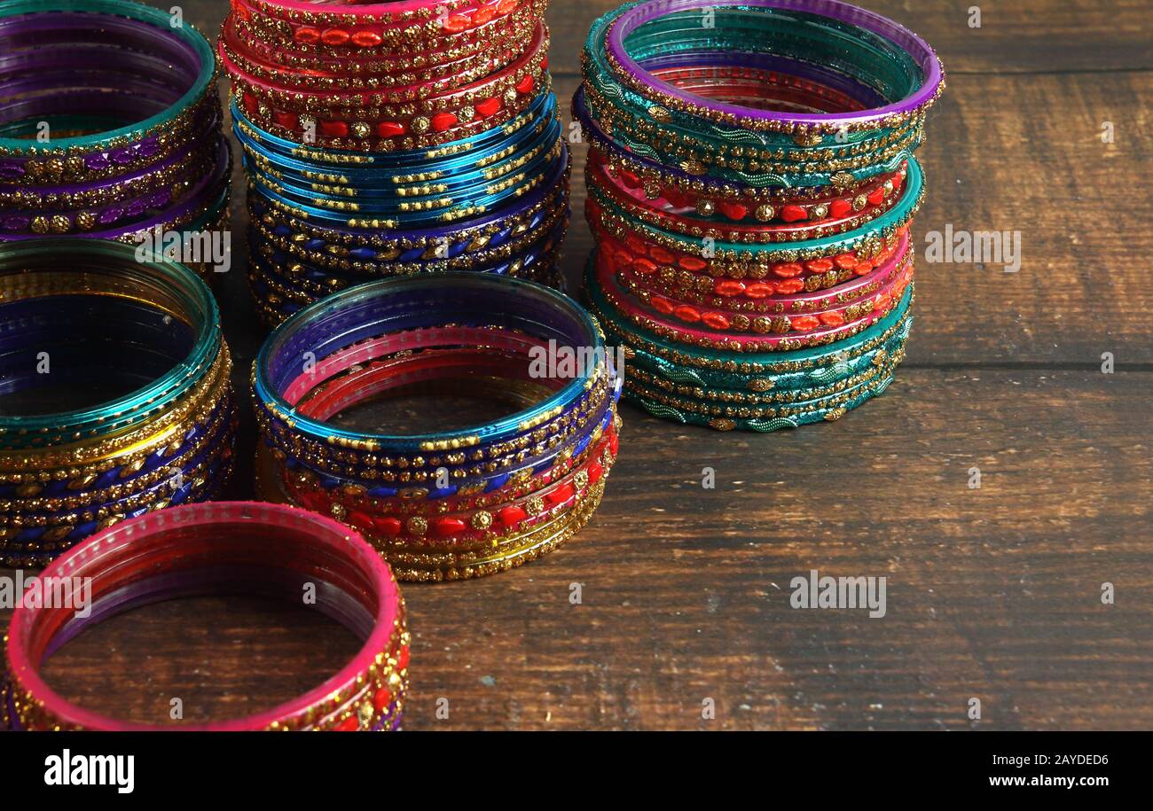 Indian traditional colorful glass bangles with unique design Stock ...