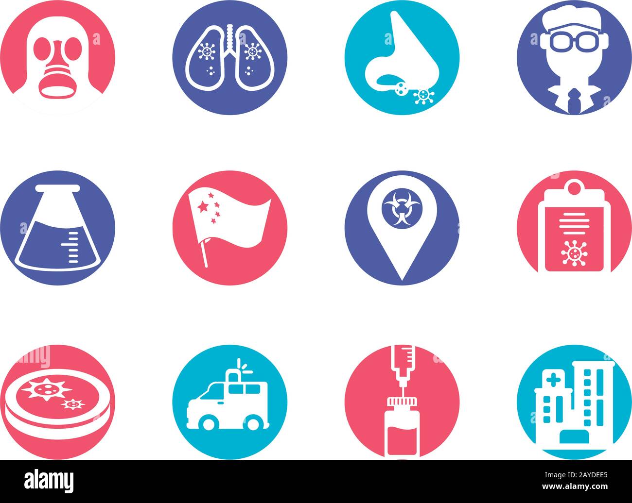 sickness and virus concept of icon set over white background, colorful ...