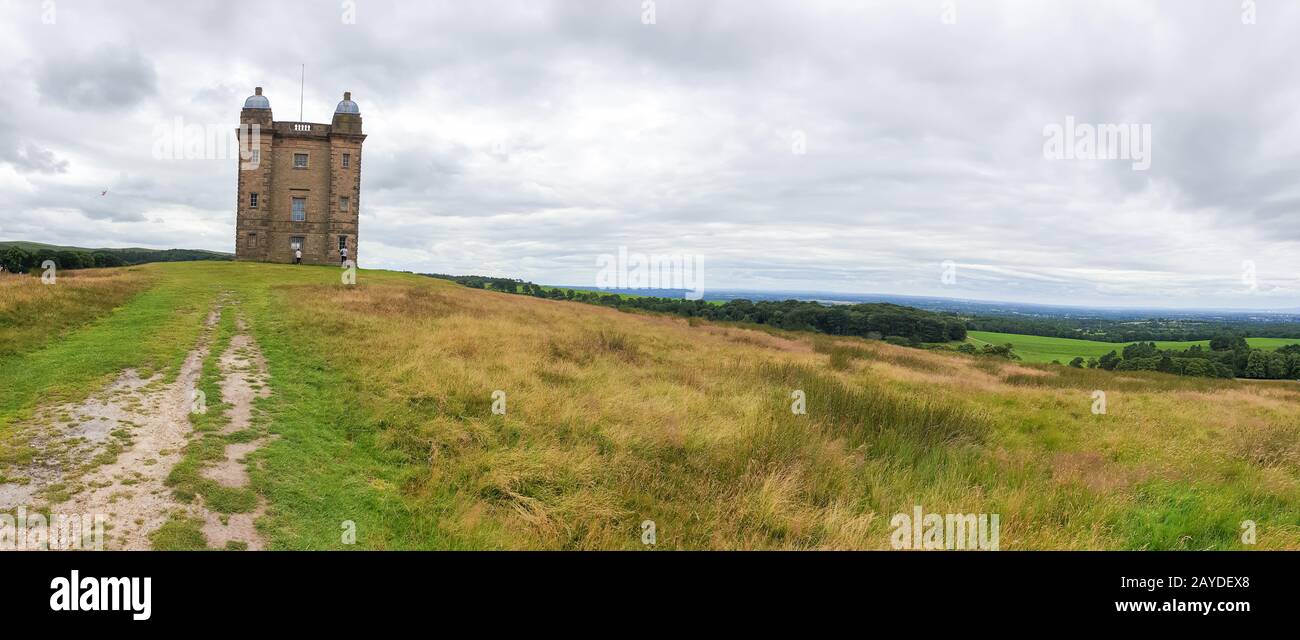 The Cage tower and surrounding landscape in the distance, Peak District ...