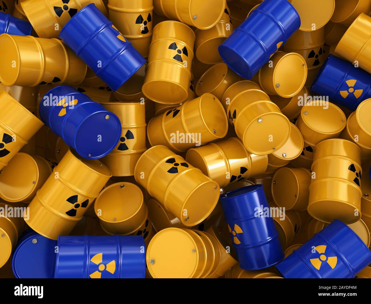3D rendering radioactive barrels Stock Photo - Alamy