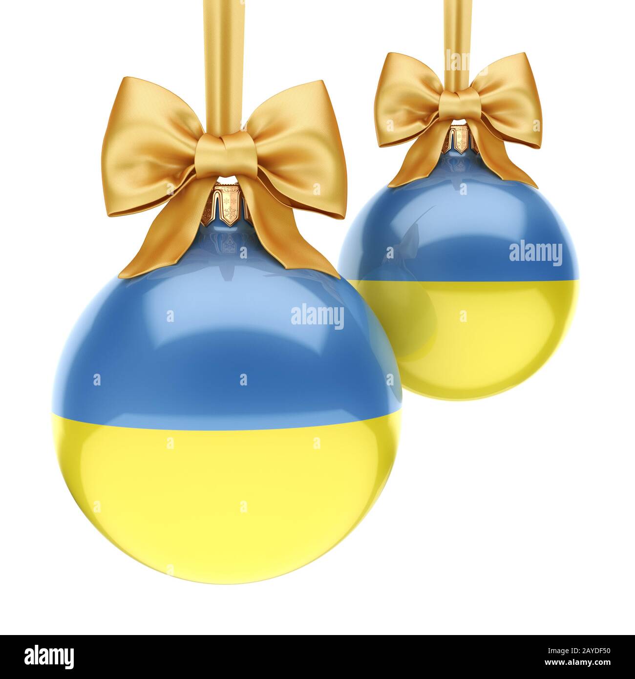 3D rendering Christmas ball with the flag of Ukraine Stock Photo - Alamy