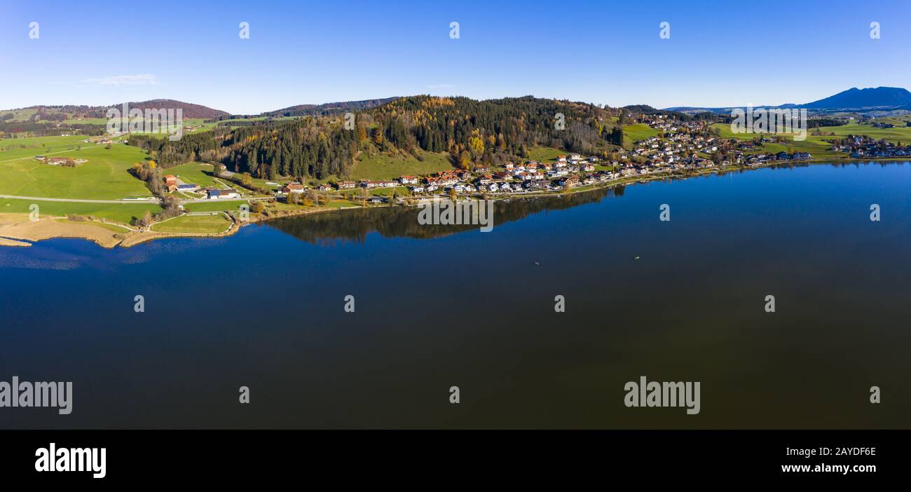 Aerial view Hopfensee, Ostallgäu, Bavaria, Germany Stock Photo - Alamy