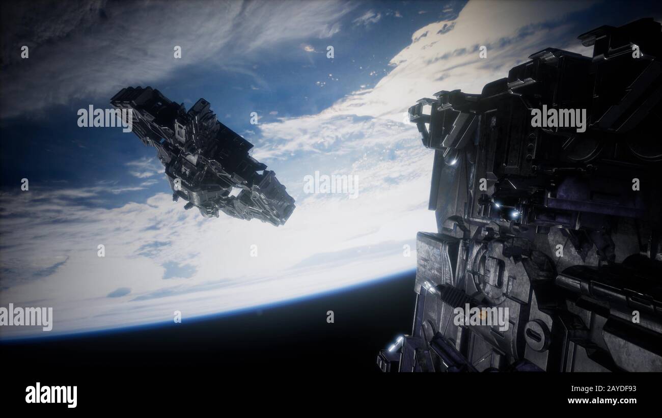 Fleet of Massive Spaceships Known as Motherships Taking Position over ...