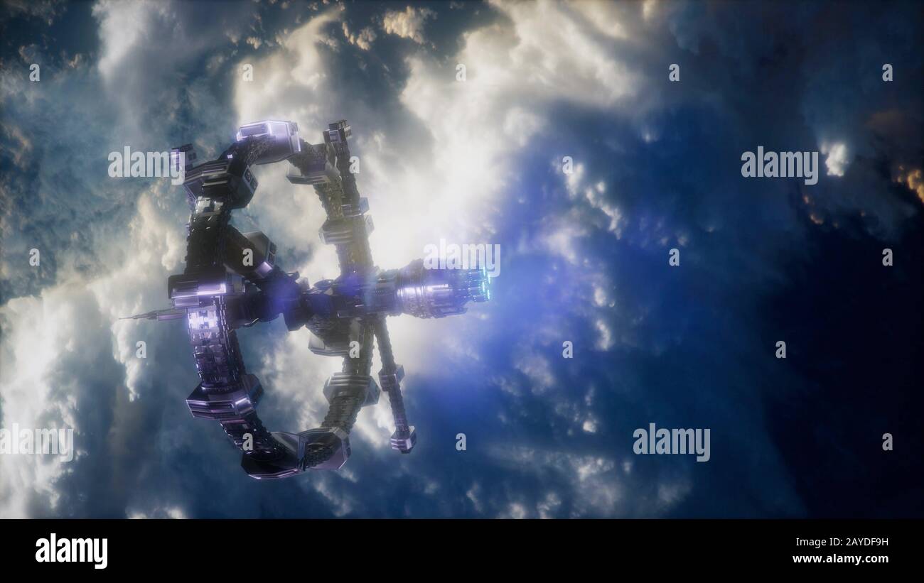 Earth and outer space station iss Stock Photo - Alamy