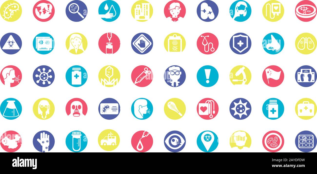 sickness and virus concept of icon set over white background, colorful ...