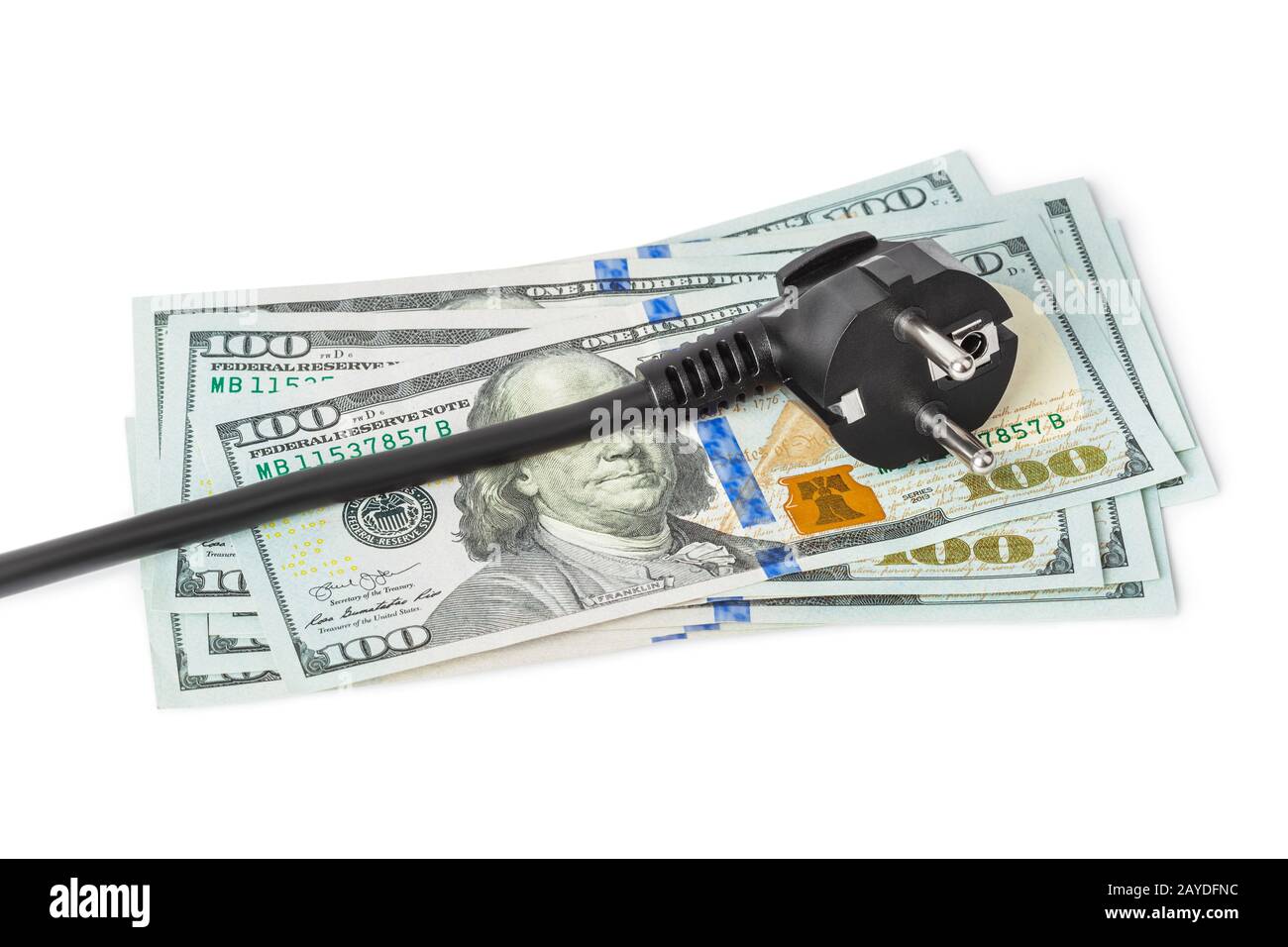 Electric plug on money Stock Photo - Alamy