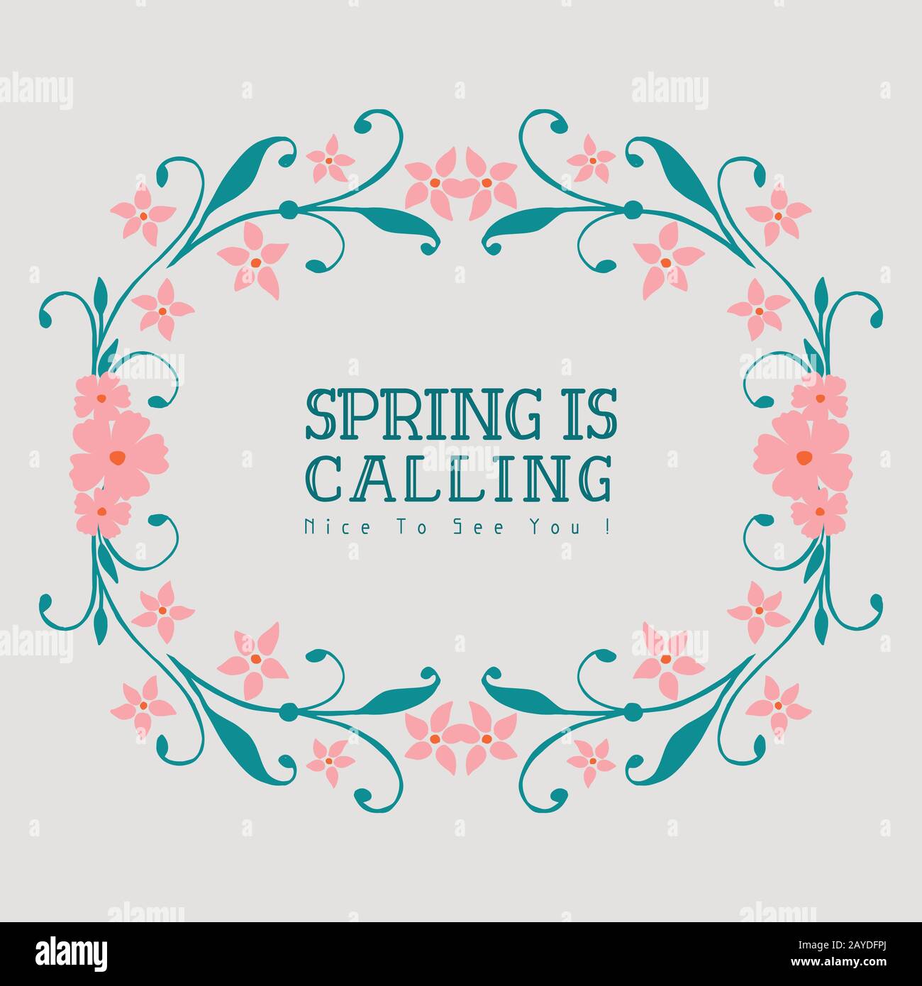 Ornate leaf and floral frame, for spring calling greeting card template ...