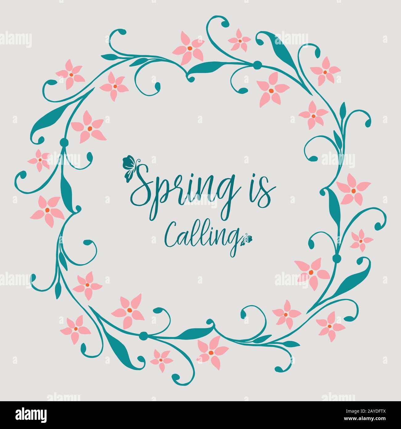 Ornate leaf and floral frame, for spring calling greeting card template ...