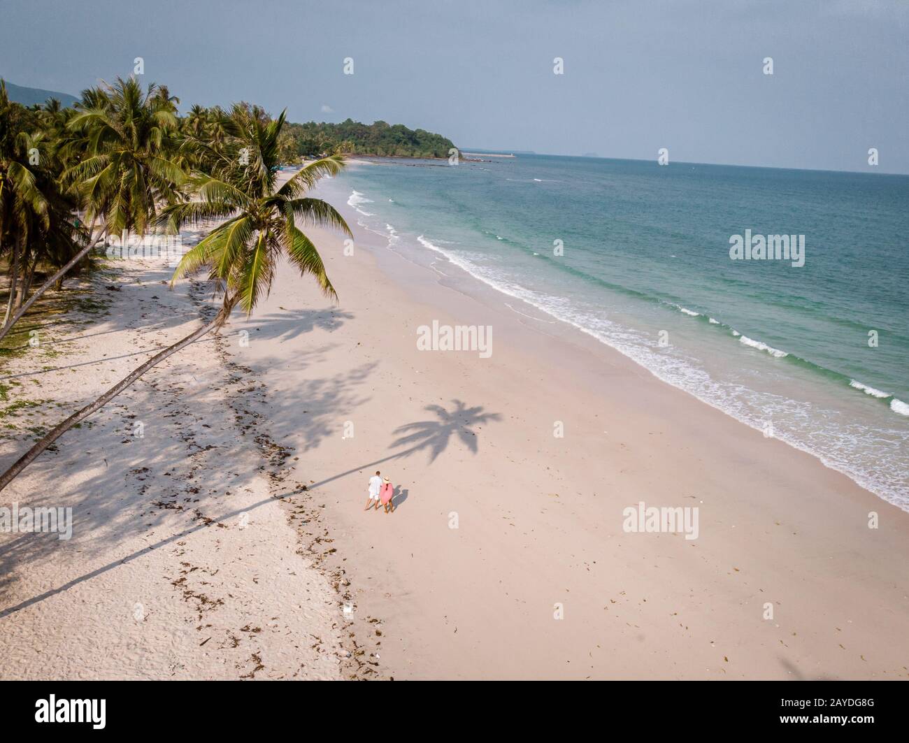 Hat Thun Wua Laen beach in Chumphon area Thailand, drone view from ...