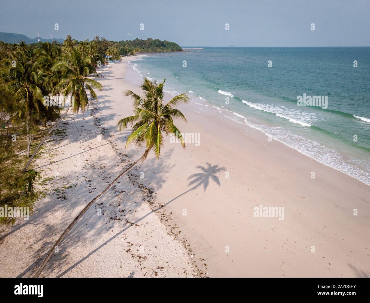 Hat Thun Wua Laen beach in Chumphon area Thailand, drone view from ...