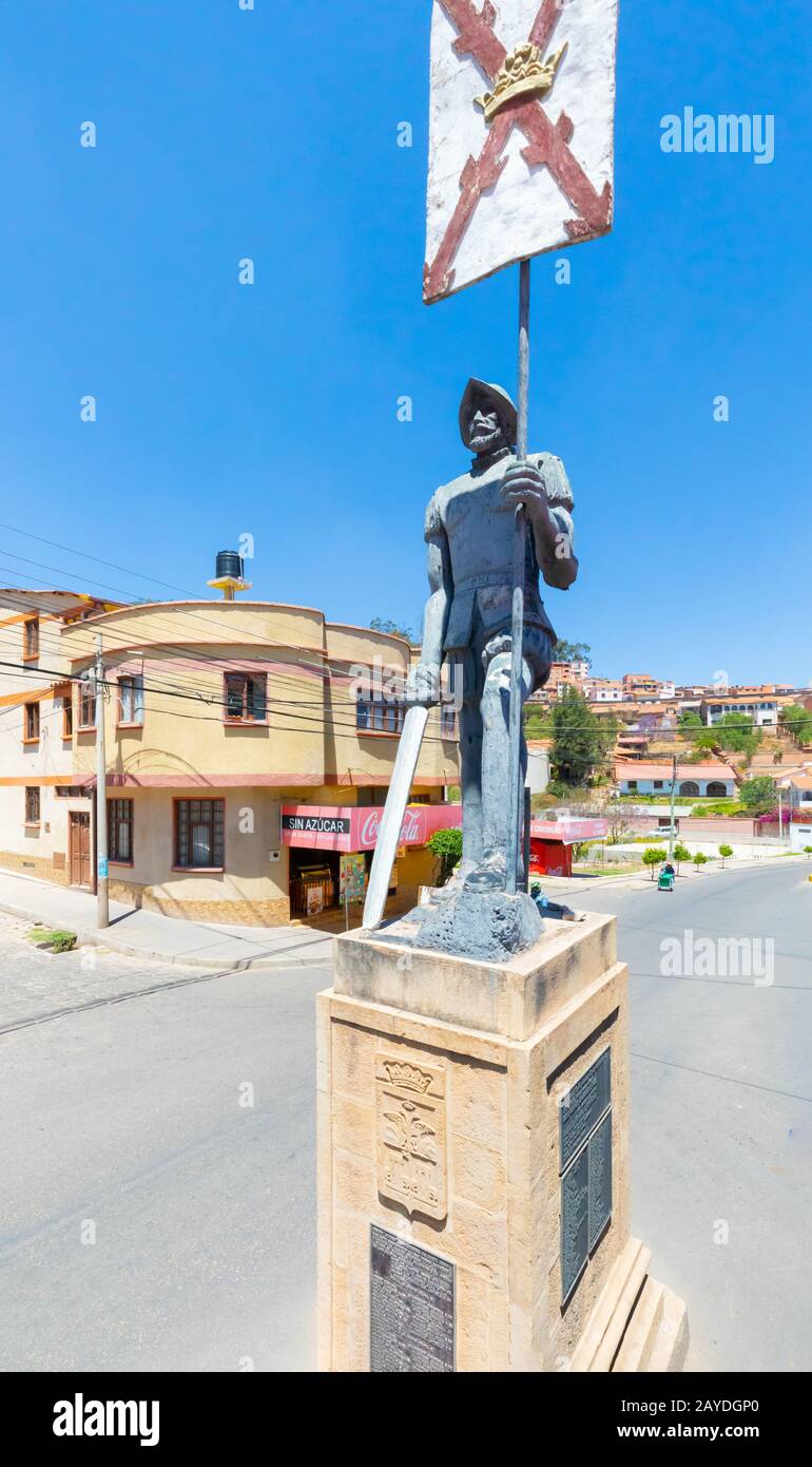 Sucre Bolivia statue of Spanish conqueror Stock Photo - Alamy