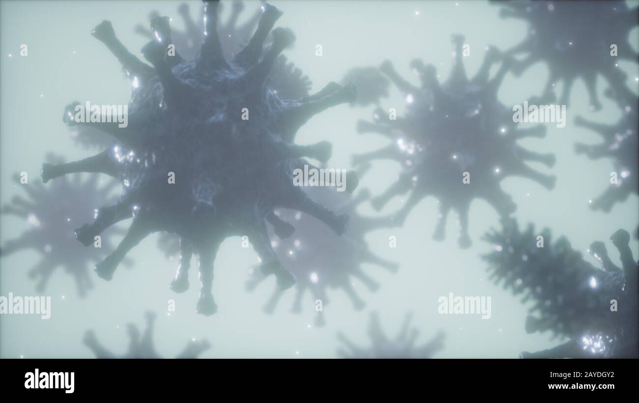 Bacteria virus or germs microorganism cells under microscope with depth ...