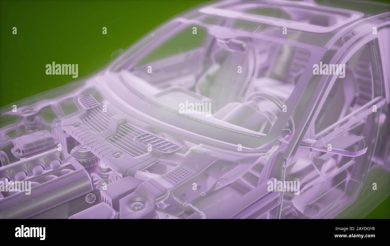 Holographic animation of 3D wireframe car model Stock Photo - Alamy