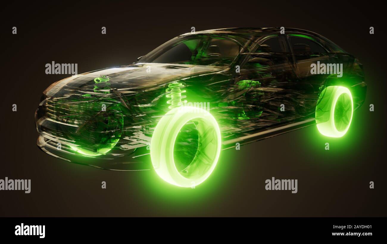 Car Wheels Glowing in Car Stock Photo - Alamy