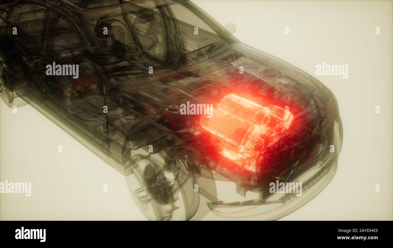 Car Engine Visible in Car Stock Photo - Alamy