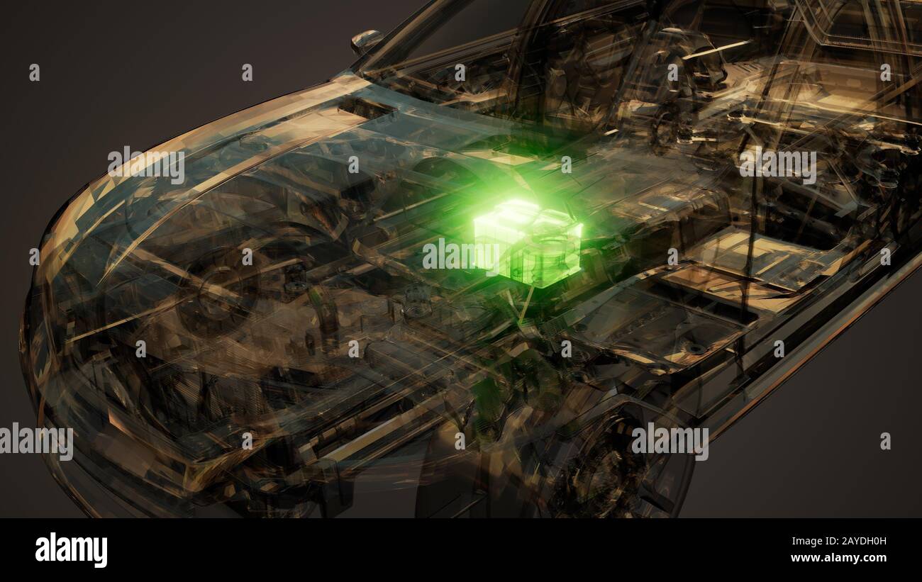 Car Battery Visible in Car Stock Photo - Alamy