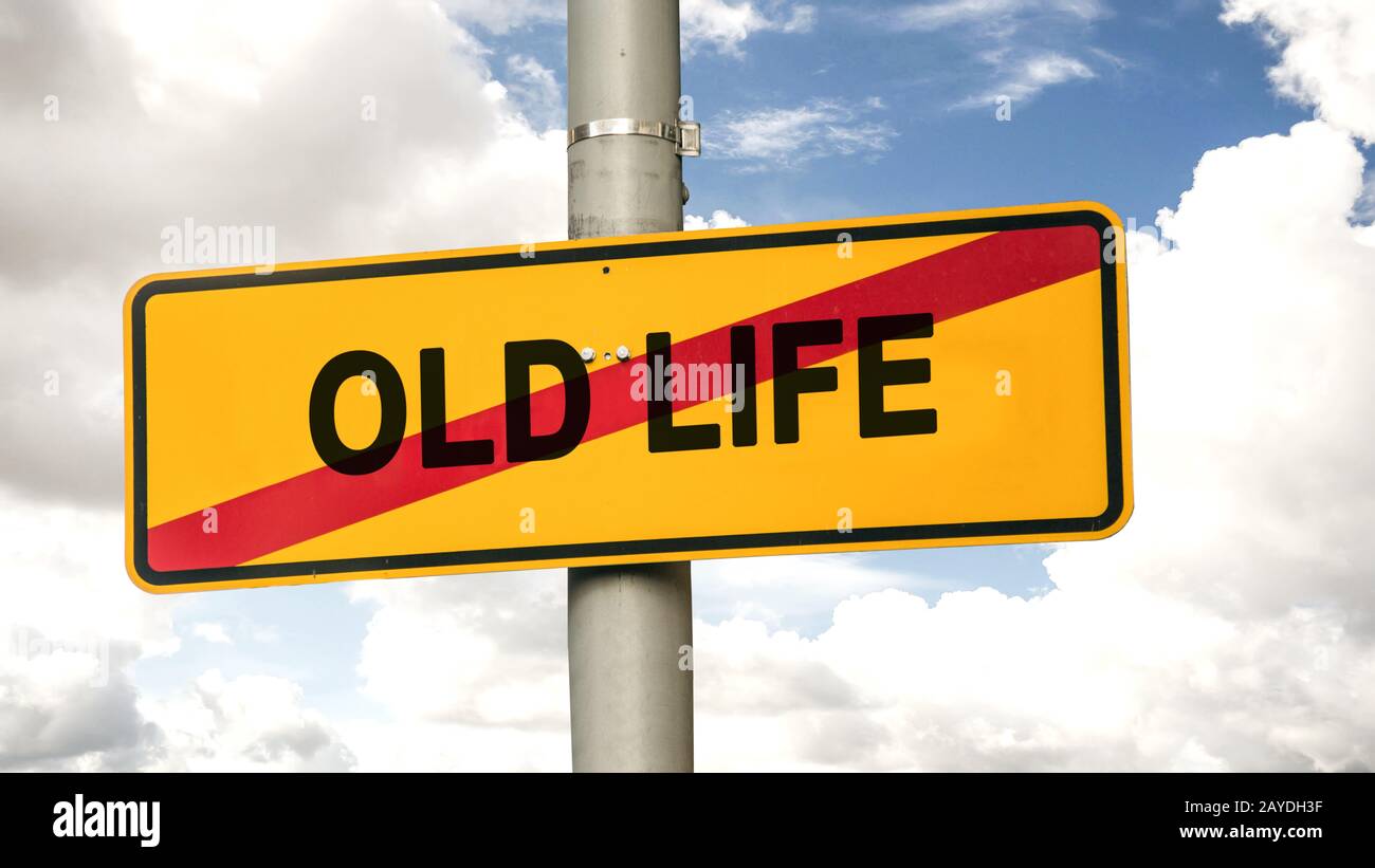 Street Sign to NEW LIFE versus OLD LIFE Stock Photo - Alamy