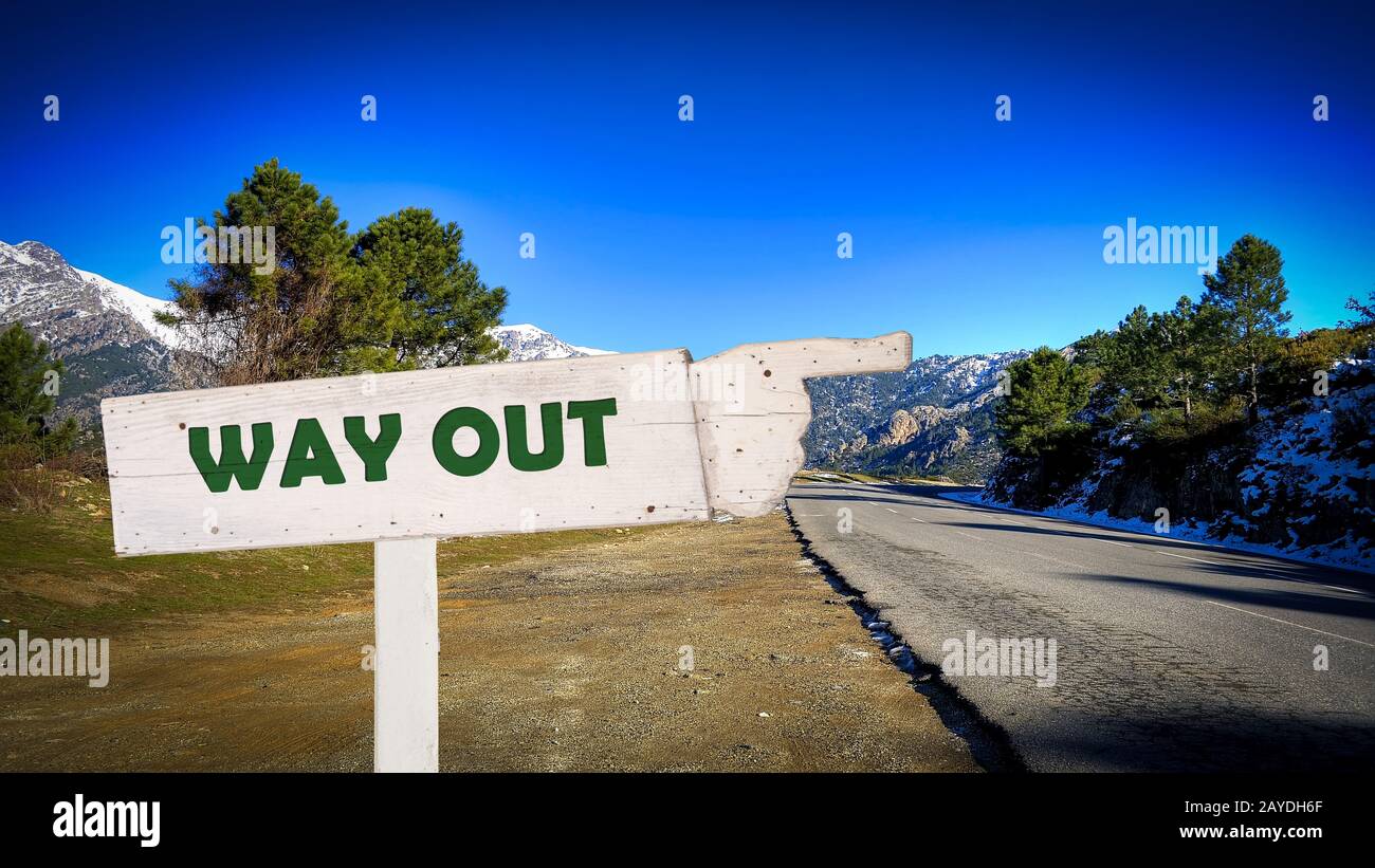 Street Sign WAY OUT Stock Photo - Alamy