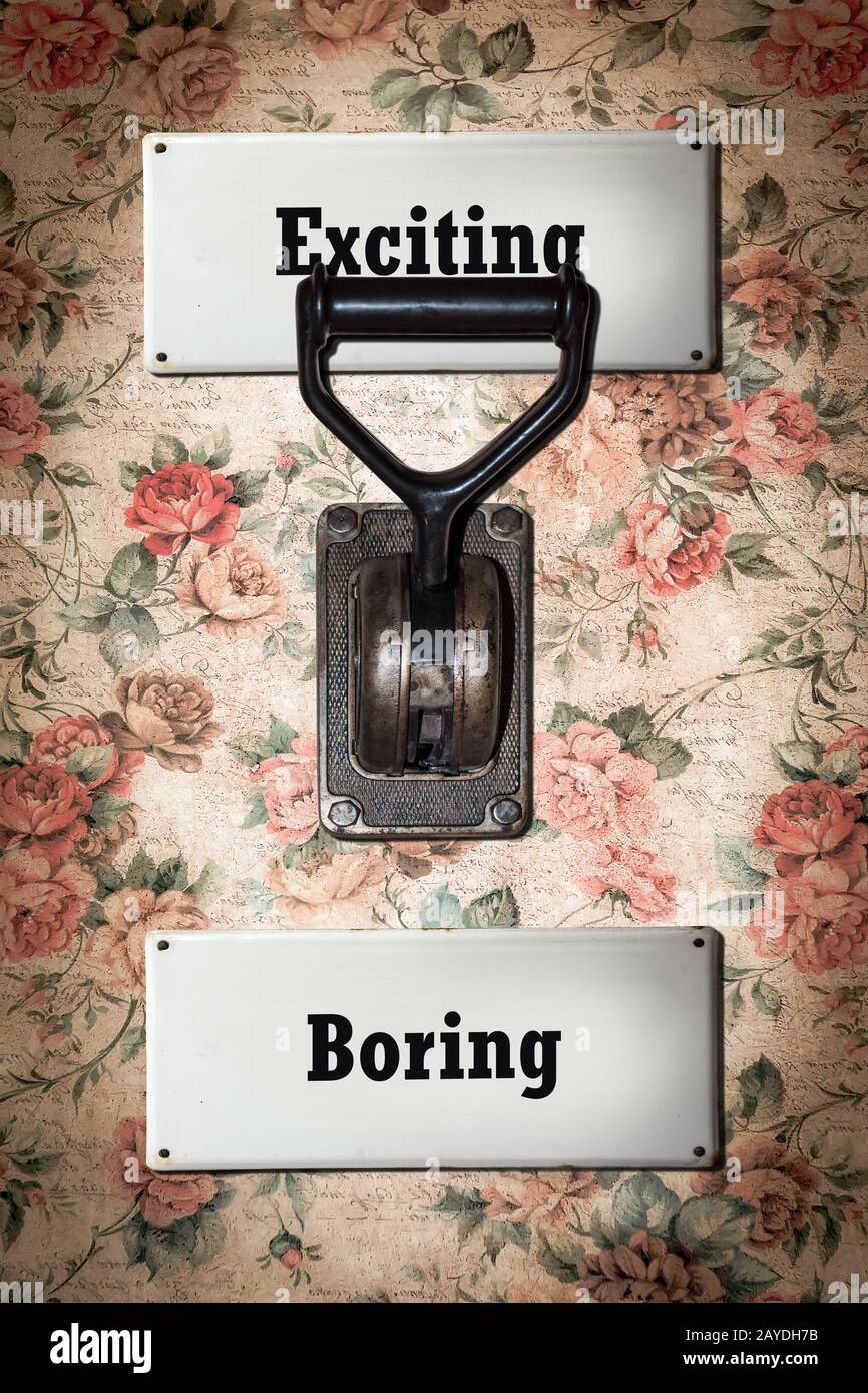 Street Sign Exciting versus Boring Stock Photo - Alamy