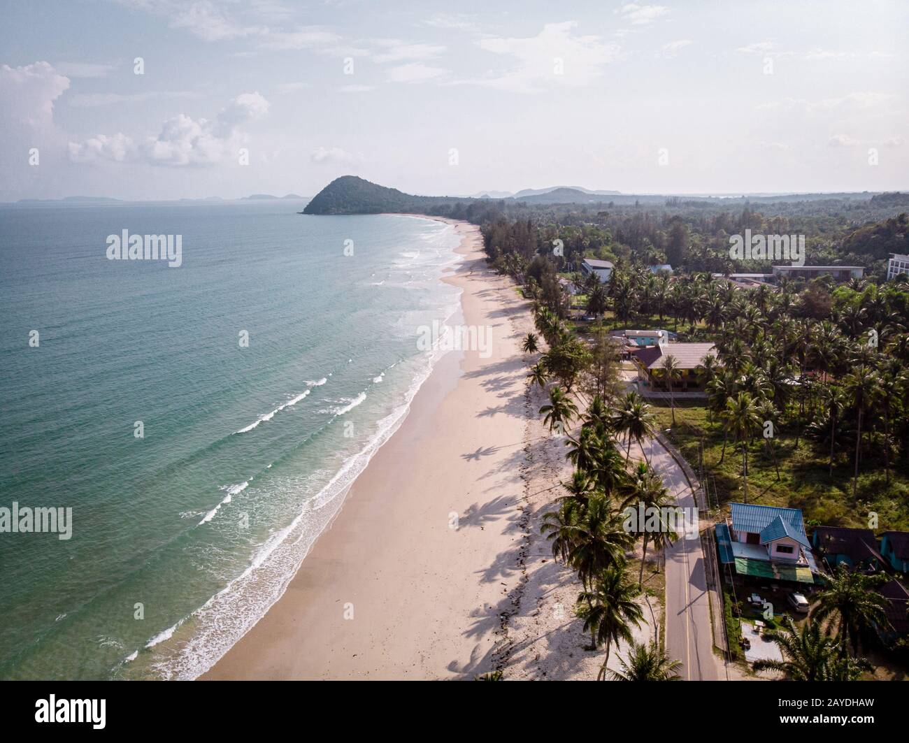 Hat Thun Wua Laen beach in Chumphon area Thailand, drone view from ...