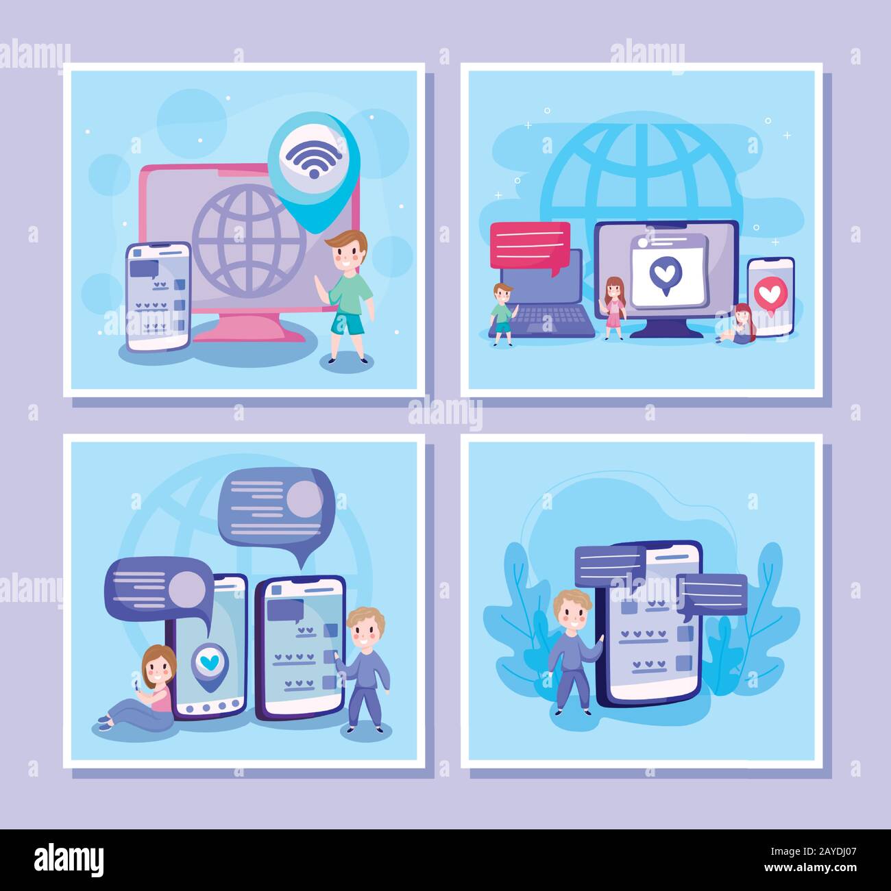 Girls at computers Stock Vector Images - Alamy