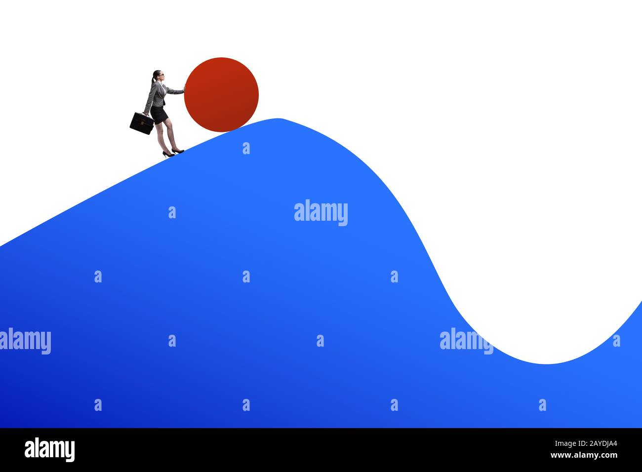 Businesswoman in difficult challenge concept Stock Photo - Alamy