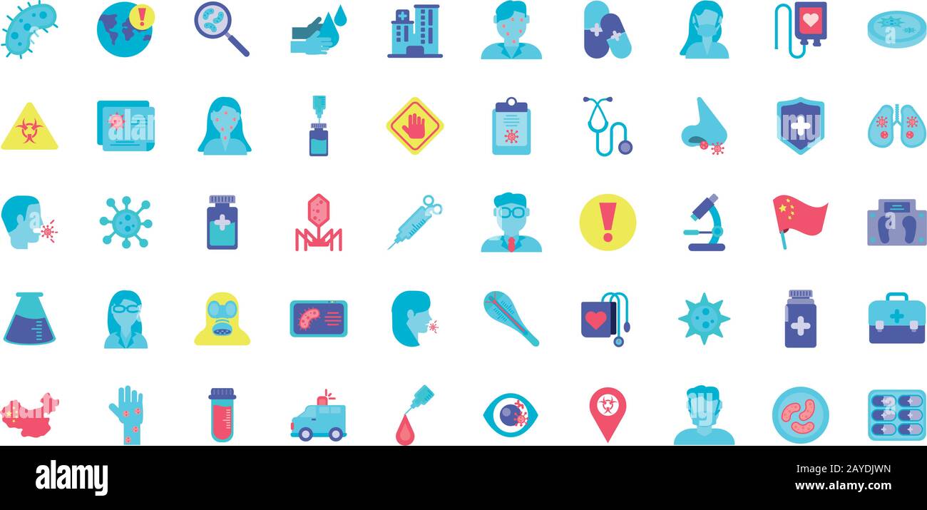 sickness and virus concept of icon set over white background, colorful ...