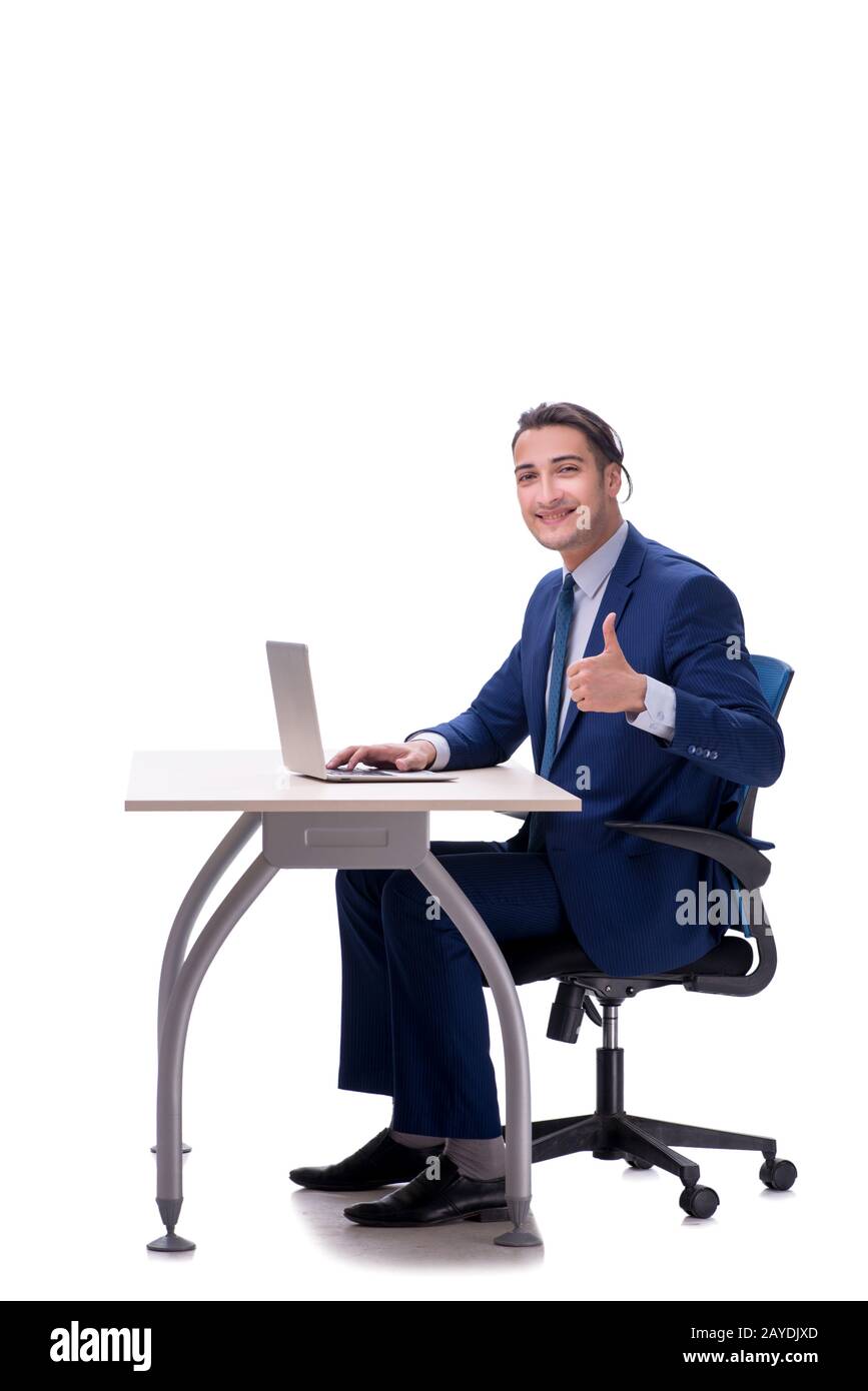 Employee working isolated on white background Stock Photo - Alamy