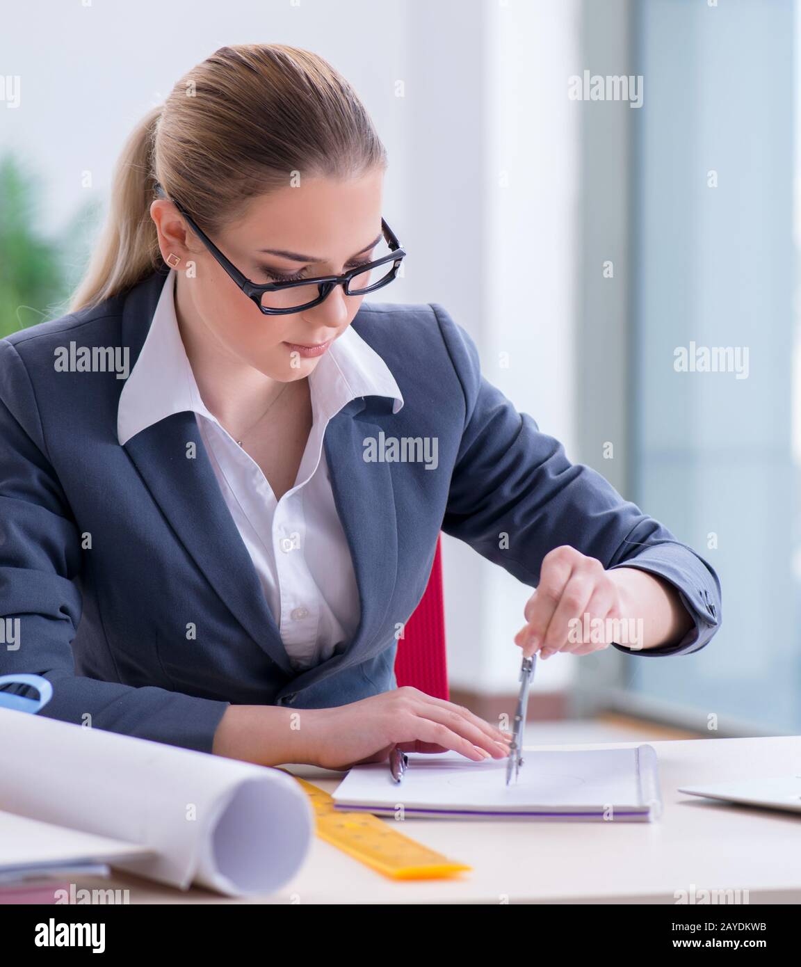 Architect builder studying layout plan hi-res stock photography and ...