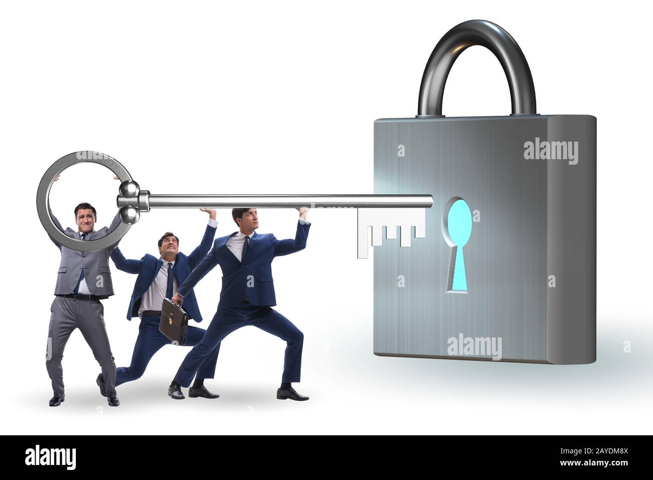 Businessmen unlocking new opportunity with key Stock Photo - Alamy